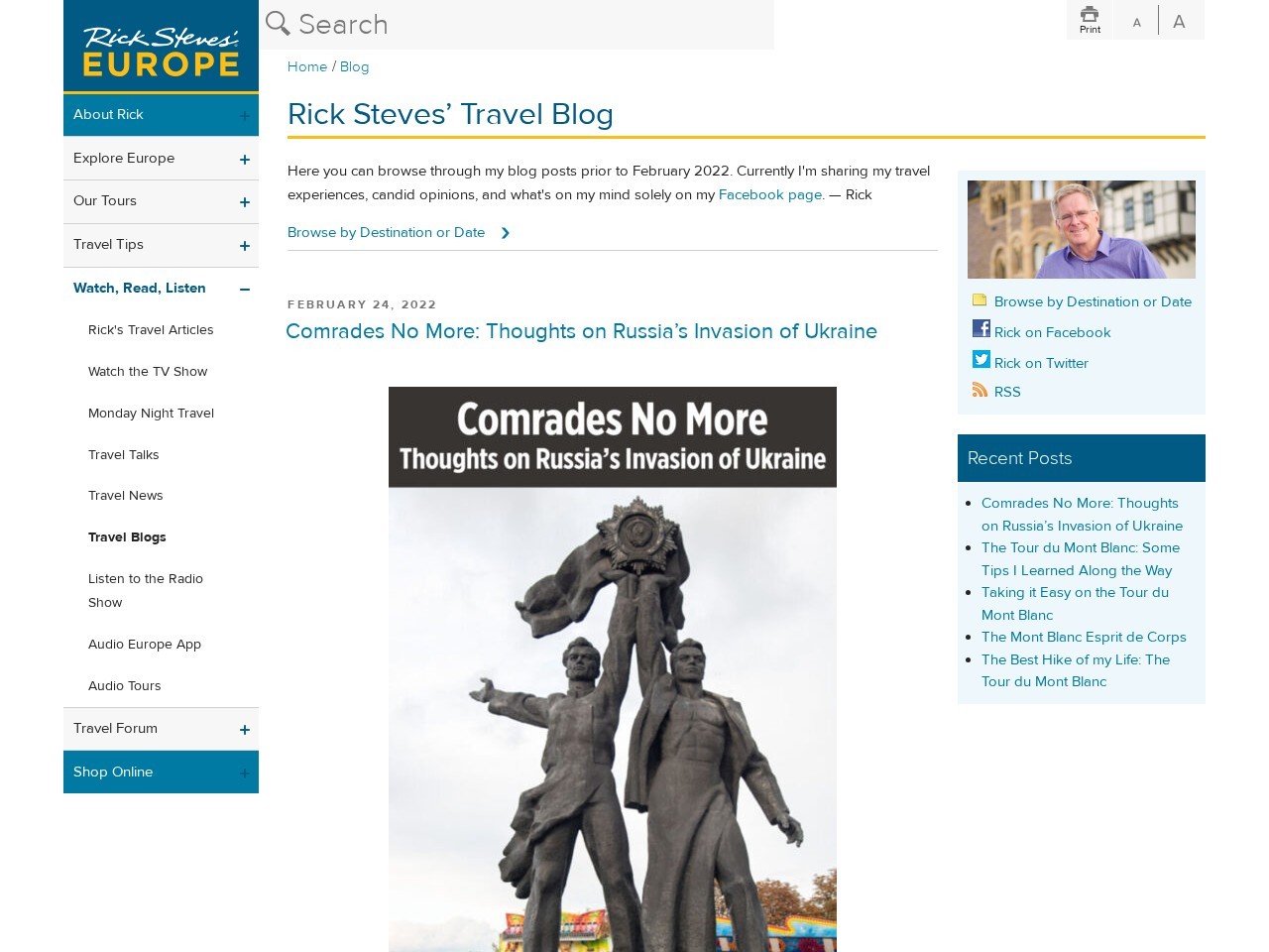 Rick Steves' Travel Blog - The BoBs - The Best of Blogs